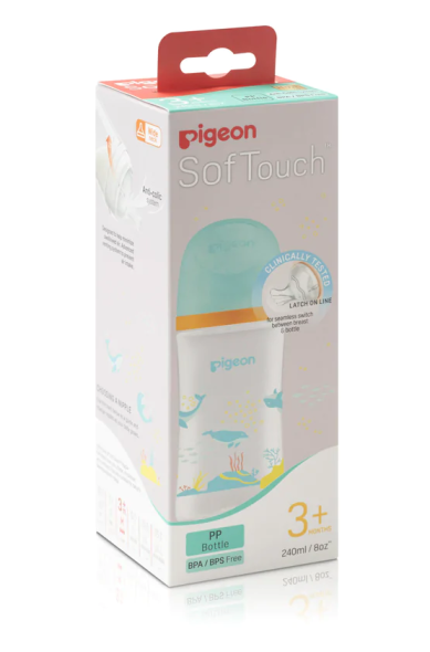 Pigeon PP Soft Touch Bottle 240ml 3m+ – DOLPHIN | Markas Si Kecil